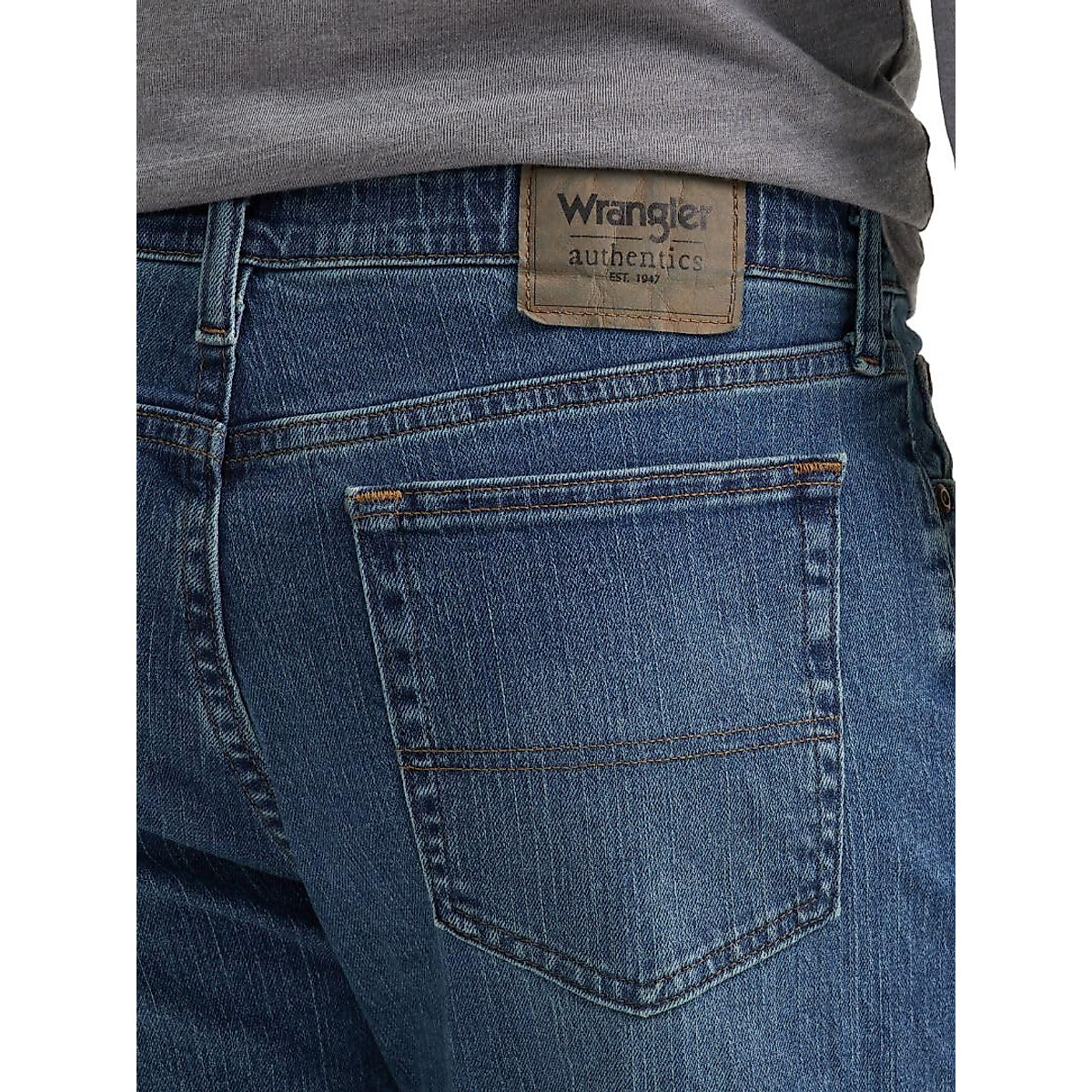 Wrangler Authentics Men's Regular Fit Comfort Flex Waist Jean, Blue Ocean, 34W x 32L