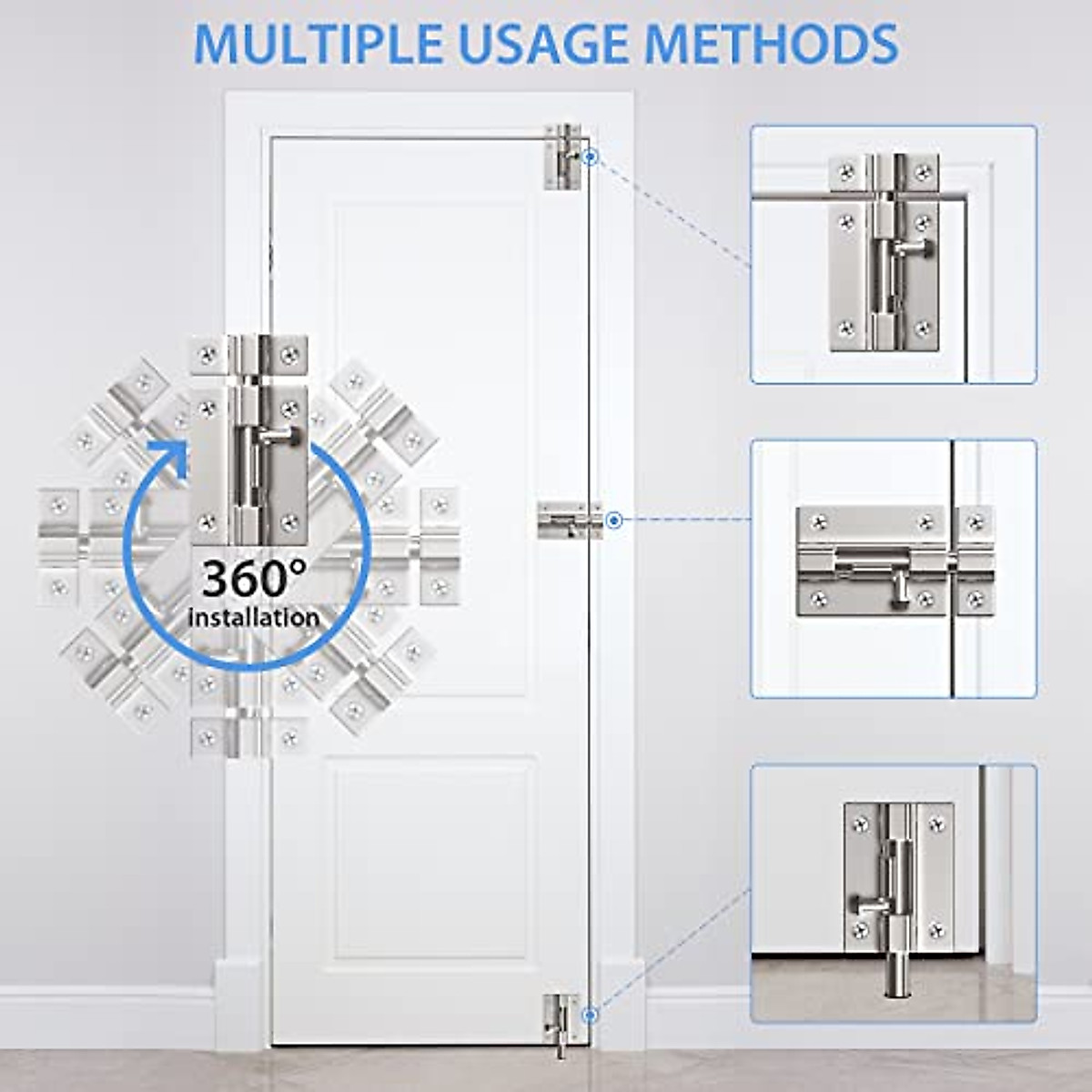 Door Security Slide Latch Lock, Keyless Entry Door Lock, Thickened Heavy Duty Steel Sliding Door Lock, Easy to Install Gate, Slide Latch Lock with 12 Screws