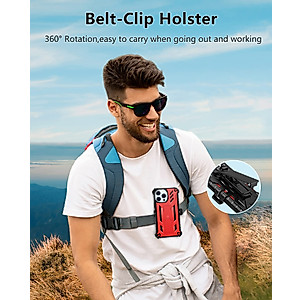 WTYOO for iPhone 13 Pro Max Case: with Built-in Kickstand & Screen Protector | Full-Body Dual Layer Rugged Belt Clip Holster, Durable Heavy Duty Military Shockproof Protective Phone Cover-Black