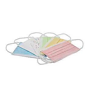 Vanecia 3-PLY Earloop Kids Disposable Face Mask, 6 Colors in One Box, Pink Yellow Green, White, Blue, Pattern for Boy and Girl (30-pcs)