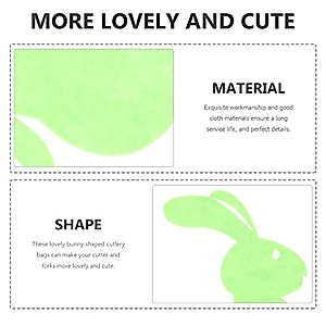 ABOOFAN 8pcs Easter Bunny Utensil Cutlery Holder Pouch Bags Rabbit Silverware Sleeve Fork Spoon Pocket Easter Table Decoration for Holiday Spring Easter Party Light Green