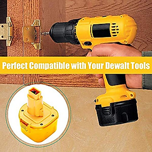 VANON [Upgrade to 4800Ah 9.6V DW9062 Ni-MH Replace for Dewalt 9.6Volt Battery DW9061 DW926 DC750KA DW955K DW955 DW926K-2 DW926K DW902 DW050 DE9062 DE9061 DE9036 DW955K-2 DW050K(2Pack,Yellow)