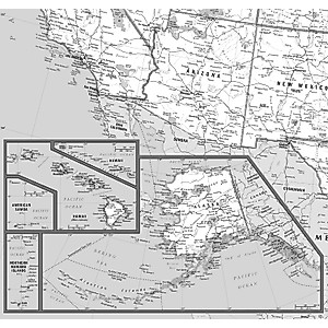 CoolOwlMaps United States Wall Map Black & White Design - Poster Size 36x24 Rolled Paper