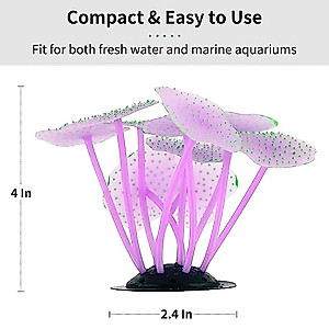 Uniclife Silicone Coral Plant Decorations Glowing Artificial Ornament for Fish Tank Aquarium, Green, Ball Shape