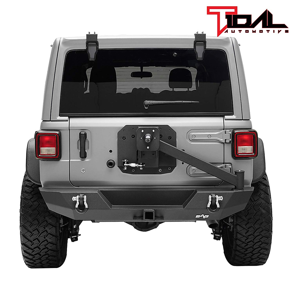 Tidal Steel Rear Bumper with Tire Carrier and Linkage Fit for 18-22 Wrangler JL