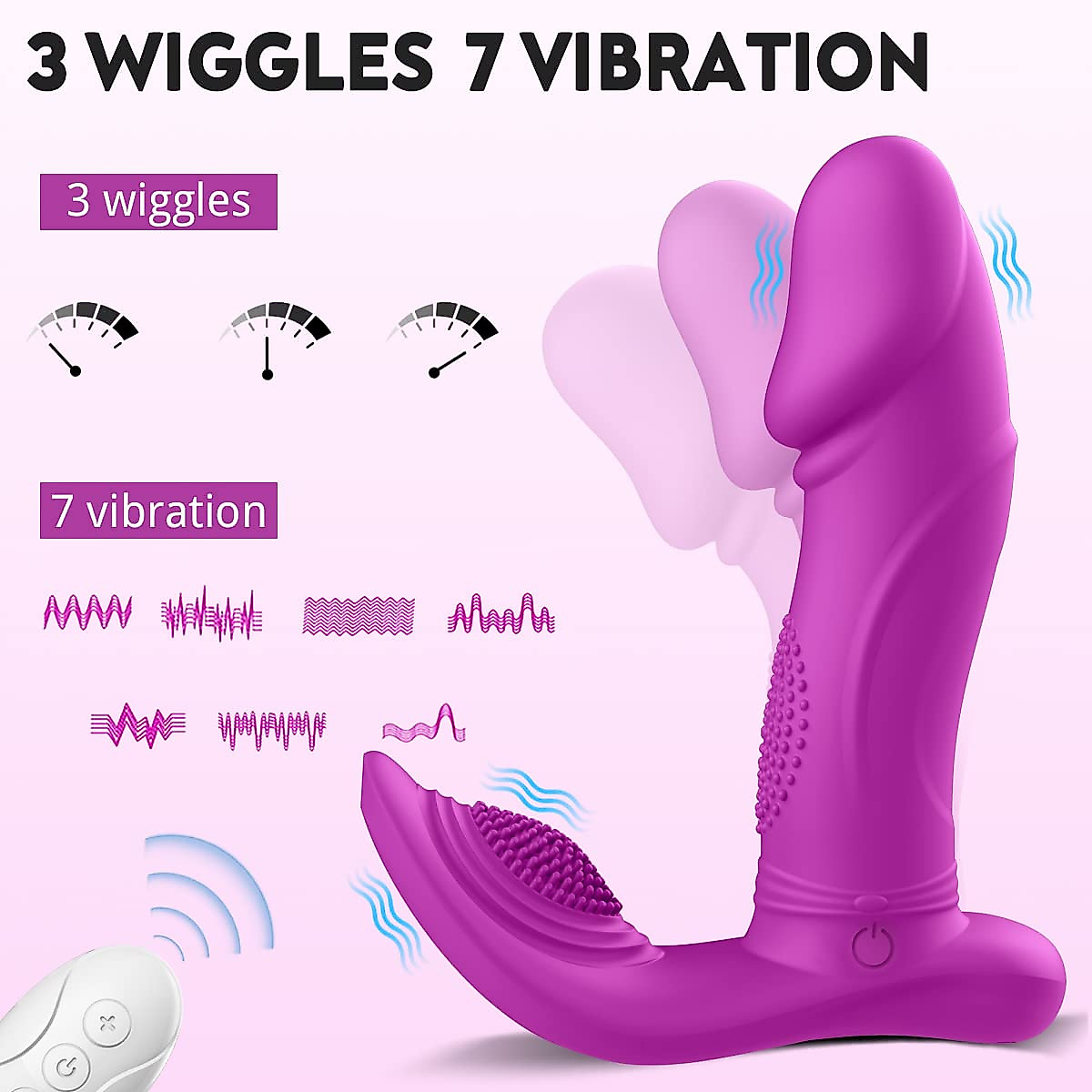 Wiggling Wearable Vibrator Mimic Finger - SEXY SLAVE Adult Sex Toys Quiet Panty Vibrator with Remote, 3 Wiggling & 7 Vibration G Spot Vibrator, Sex Toys for Women (Sex Toy-Panty)