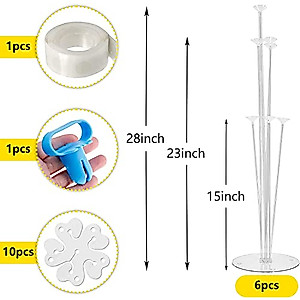 Balloon Stand, Balloon Stand Kit 28Inch Height, Table Balloon Stand 4 Set, for Wedding, Birthday, Baby Shower, Christmas, Parties Decoration (Not Include Balloons)