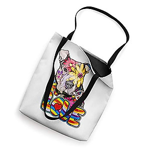 Colorful Pitbull - Peace Love Pitbulls - Pit Bull lover Gift Tote Bag