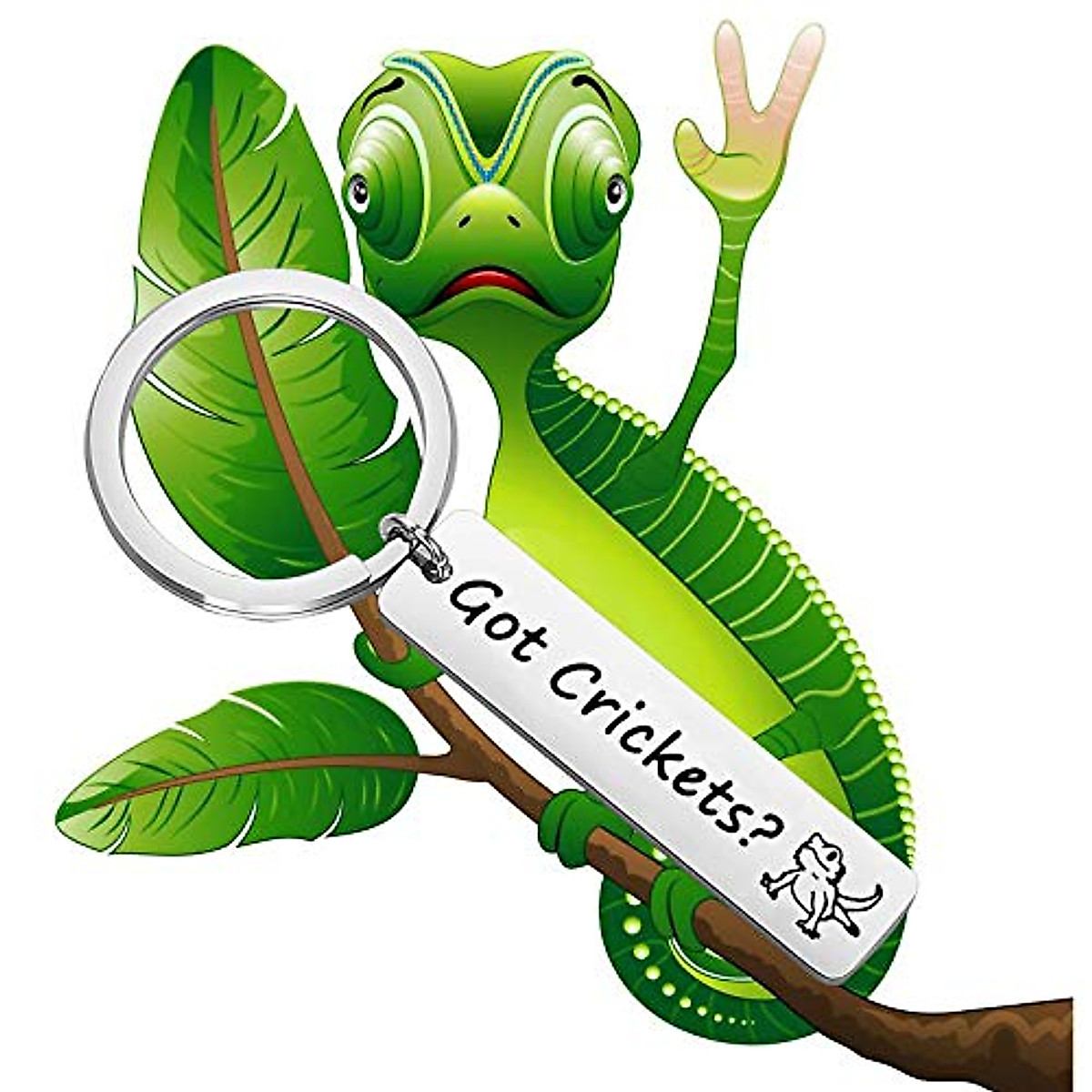 FEELMEM Got Crickets Bearded Dragon Keychain Funny Lizard Gift Animal Reptile Keyring Bearded Dragon Pet Lizard Lover Gift Reptile Lover Gift (Got Crickets)