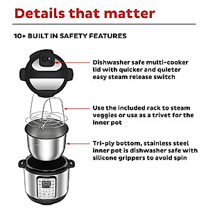 Instant Pot Duo Plus 9-in-1 Electric Pressure Cooker, Slow Cooker, Rice Cooker, Steamer, Sauté, Yogurt Maker, Warmer & Sterilizer, Includes App With Over 800 Recipes, Stainless Steel, 8 Quart