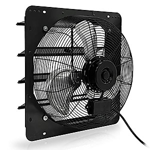 VENTISOL 18 Inch Shutter Exhaust Fan Wall Mounted, Aluminum with 1.65 Meters Power Cord Kit,High Speed 2500CFM, Ventilation Fan for Garage,Greenhouse,Attic,Shed,Shop,Black