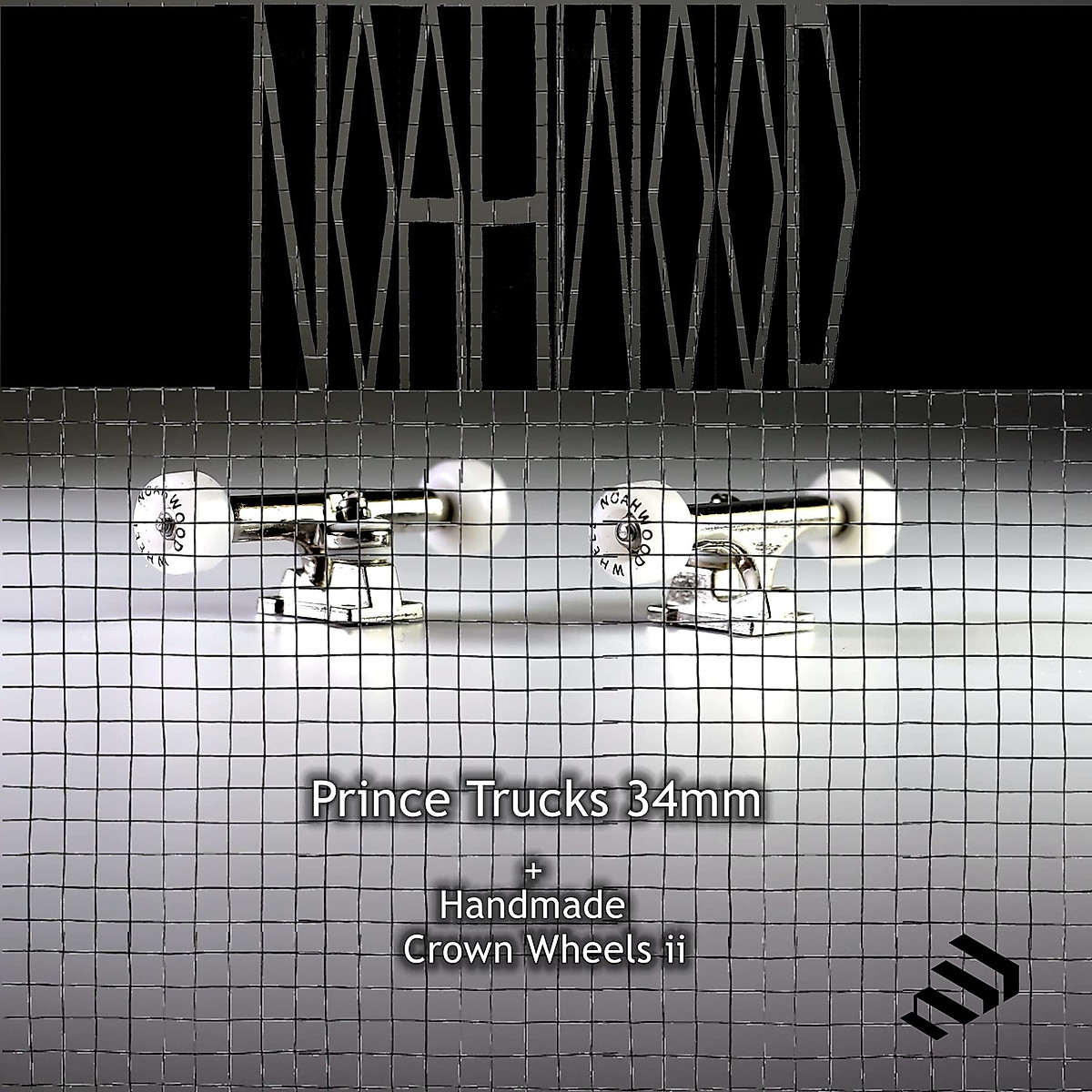 NOAHWOOD Wooden Fingerboard Complete Set (Noah Team 9S Short Nose Short Tail Deck) Hand Mould Made(+34mm Prince Silvery Trucks)(+NW Handmade PRO Wheels ii)(Brown)