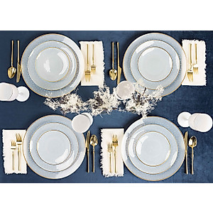 PLASTICPRO 30 Pack Hammered Plastic Plates Heavyweight Disposable Plastic Plates Elegant Transparent White With Gold Rim Platsic Party Dishes (Transparent White With Gold Rim, 9'' INCH PLATES)