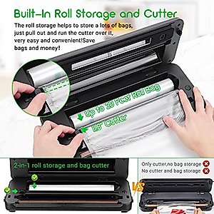 INKBIRD Food Vacuum Sealer Machine, Sealing-Time Countdown& Viewable Window, Automatic Food Sealer, Built-in Cutter and Roll Storage(Up to 20ft), One-Touch Moist Modes for Seasoned Meat, 5-Modes for Daily Need, LED Indicator, Starter Kit with Vacuum Seale