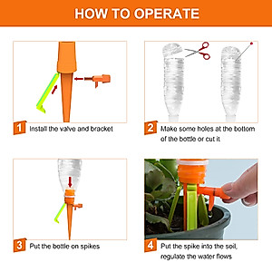 Self Watering Spikes, Plant Watering Devices, Adjustable Plant Watering Devices, Drip Irrigation System with Slow Release Control Valve Switch - for Outdoor Indoor Plants Use