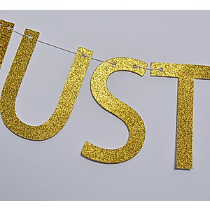 Firefairy™ Shit Just Got Real Gold Glitter Bunting Banner for Funny Wedding, Engagement, Bachelorette,Pregnancy Announcement,Bar Sign