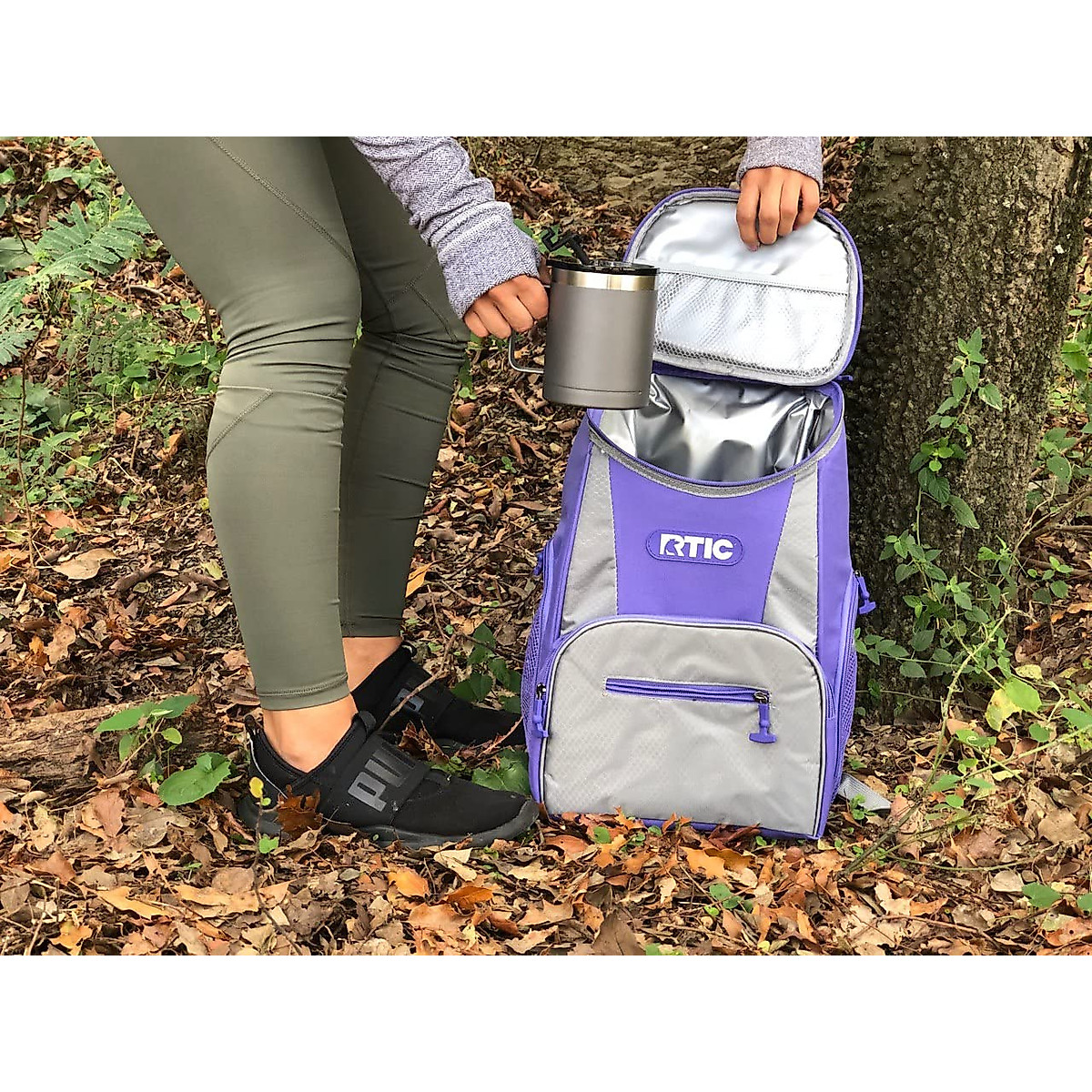 RTIC Lightweight Backpack Cooler 15 Can, Lavender & Grey, Portable Insulated Bag for Men & Women, Leak Proof Material