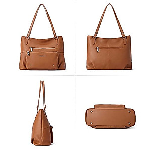BOSTANTEN Women Handbags Leather Designer Tote Purses Soft Hobo Bags Work Top Handle Shoulder Bags Brown