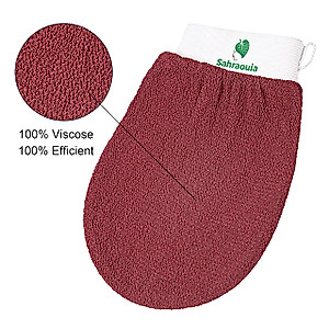 SAHRAOUIA Exfoliating Glove & Back Scrubber - Viscose Dead Skin Scrubbers for Men/Women - Remove Unwanted Dry Skin - Moroccan Exfoliating Glove for Body Scrub w/Bath Back Scrubber for Smooth Skin