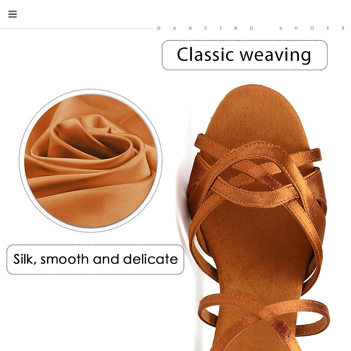 VCIXXVCE Women's Professional Latin Dance Shoes Tan Open Toe Ballroom Salsa Practice Performance Dance Shoes 3 Inch Heel,7 US