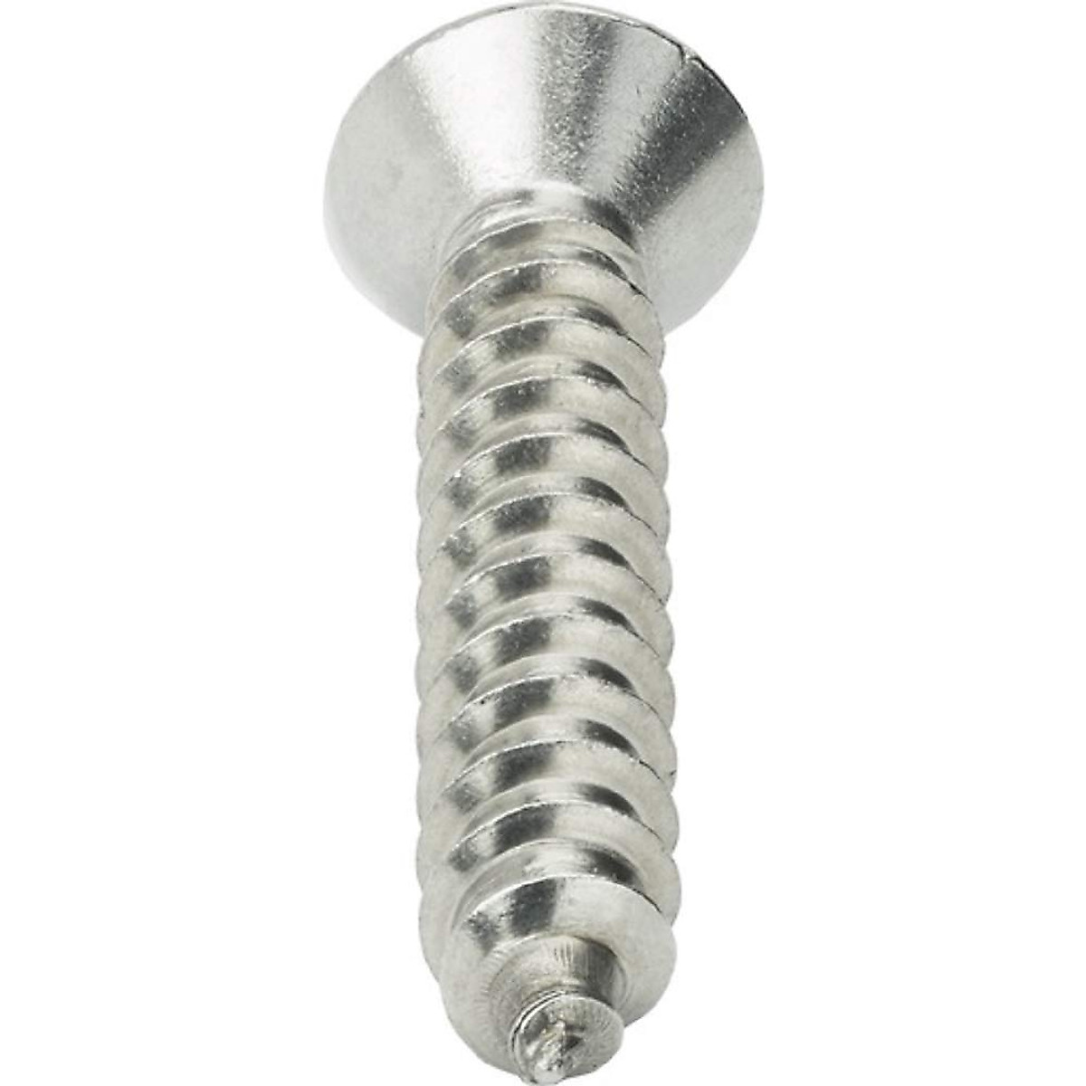 Self-Tapping #10 x 1-1/2" Flat Head Deck or Sheet Metal Screws Square Drive, Stainless Steel 18-8, Full Thread, Bright Finish (100)
