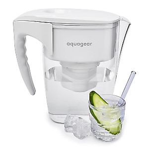 Aquagear 1 Year of Water Bundle – Water Filter Pitcher and Extra Replacement Filter – Lead, Chlorine, PFOA/PFOS, Microplastics Filter, 10 Cup, 120 Gallon Filter Life