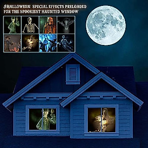 AAXA HP3 Halloween Projector (2023 Upgraded) for Haunted Windows, Auto-Start, Holographic Projections, HD 1080p Support LED Portable Projector with 8 Pre-Loaded Hologram Movies, Built-in Speaker