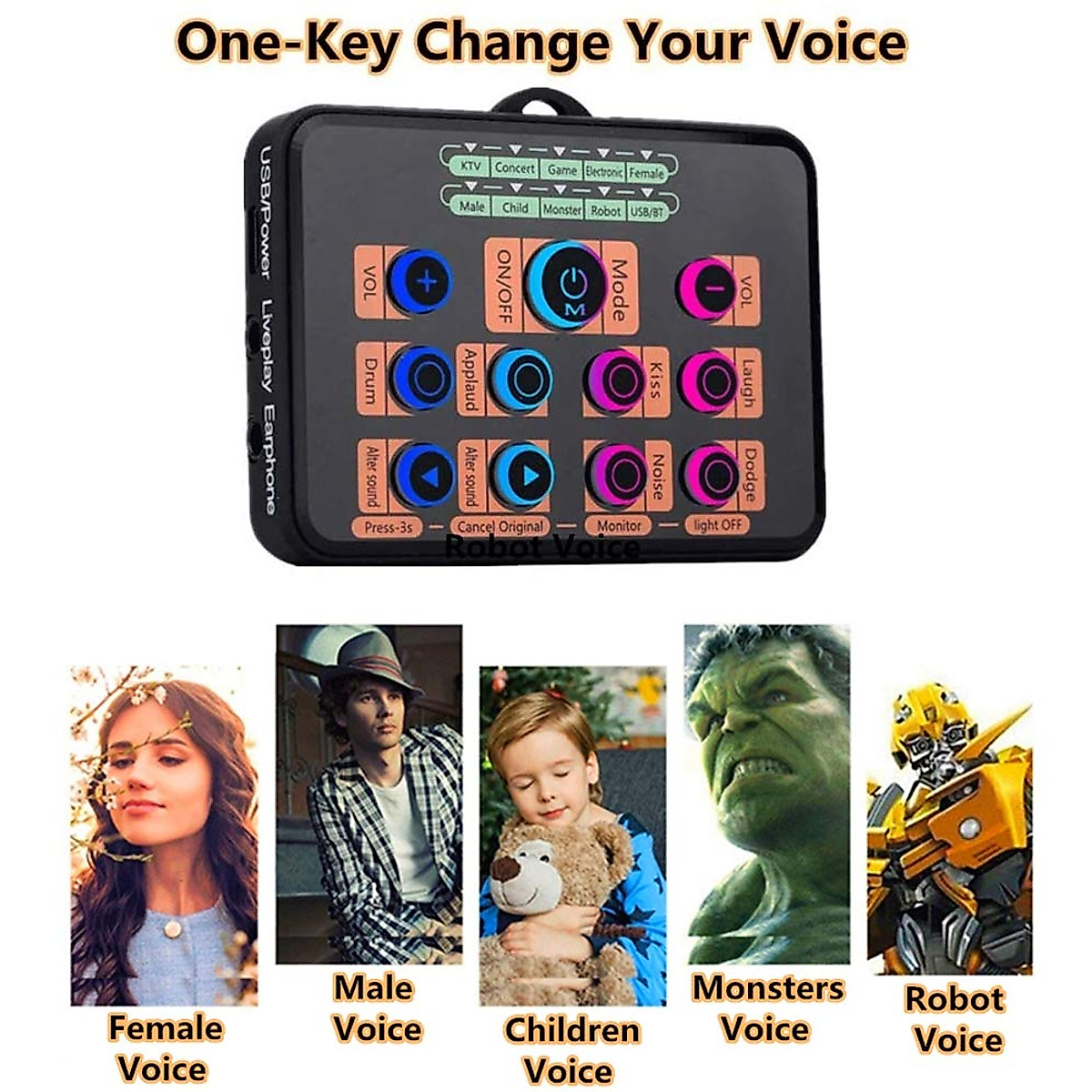 KOKITEA Voice Changer Gaming Headset for Phone/PS4/Xbox/Switch/IPad/Computer/Kids, Over-Ear Headphones with Volume Control LED Light Cool Style Stereo for PS4,PC,Xbox One (blue)