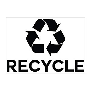 Ignixia Recycle Symbol Sticker Decal to Organize Trash cans/Garbage containers, Recycle Sign Decal Plotter Cut Vinyl Outdoor Recycle Containers (Black, 10 X 7) Inches Large (Pack of 02)