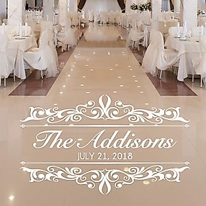Vintage Wedding Decorations, Dance Floor Decal, Personalized Damask Wall Decor, 30 Colors & Several Sizes