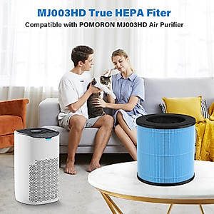 CFKREYA MJ003HD Replacement Filter Compatible with POMORON Air Purifier Model MJ003HD, 4-in-1 High-Efficiency H13 HEPA with Activated Carbon Filter, 2 Pack
