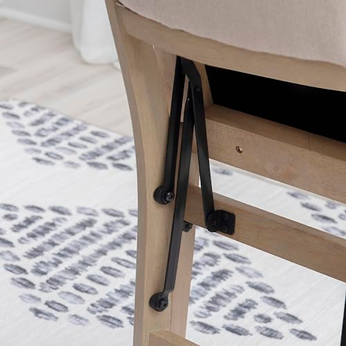 Linon Keira Wooden Folding Chair Upholstered Seat and Back Set of 2, Dining Height, Rustic Natural & Beige