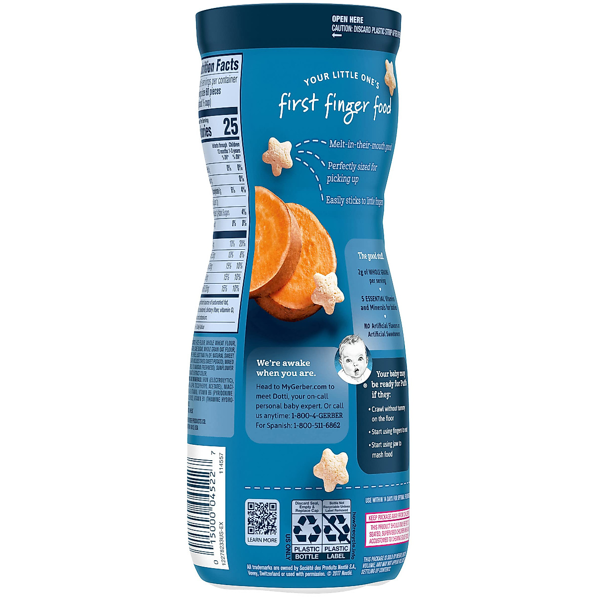 Gerber Graduates Puffs Cereal Snack, Sweet Potato, 1.48 Ounce