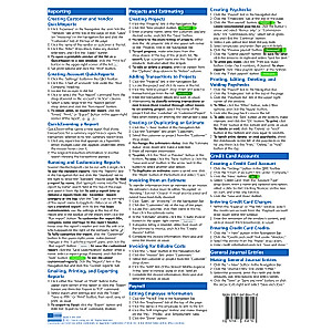 QuickBooks Online Quick Reference Training Card - Laminated Tutorial Guide Cheat Sheet (Instructions and Tips)