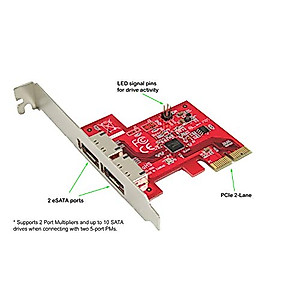 Ableconn PEX-SA130 2-Port eSATA III 6Gbps PCI Express x2 (Two Lanes) Host Adapter Card (ASMedia ASM1062 Controller)