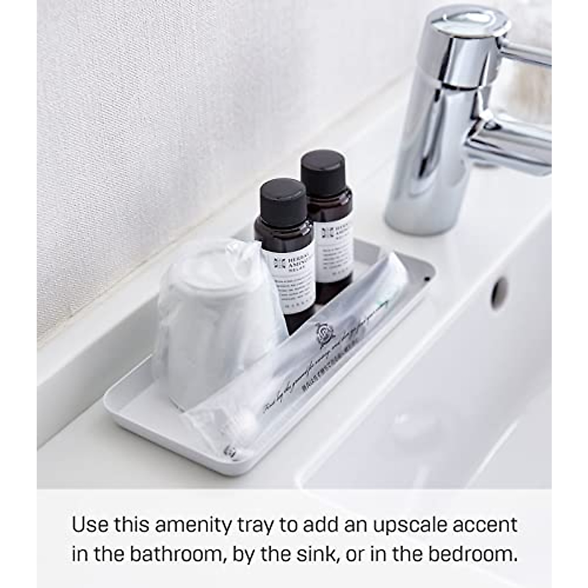 YAMAZAKI home Tower Amenity Tray L White, Flat