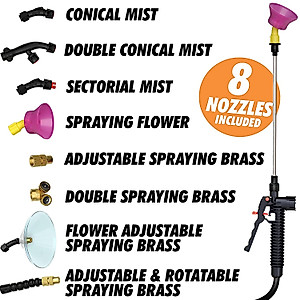 4.2 Gallon Battery Powered Backpack Sprayer - 8 Nozzles, 100PSI Cutoff Pressure, Long Battery Life, Wide Mouth, High-Pressure Spray Hose, Trigger Lock, Pressure Knob Controller