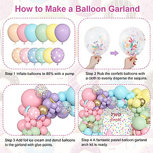 Pastel Donut Balloon Arch Garland Kit, 162pcs Donut Two Sweet One Birthday Party Supplies Girl Pastel Sprinkle Confetti Candy Ice Cream Foil Balloons for First Birthday Party Baby Shower Decorations