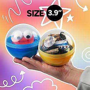 Capsule Vending Machine Translucent Round Capsules Empty 6 pcs 3.9 inch - Gumball Machine Capsules Easter Basket Stuffers Birthday Gifts - Pinata Stuffers DIY Craft Supplies Claw Machine Refills