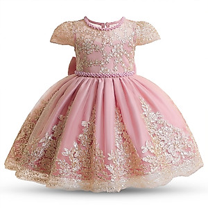 NNJXD Baby Girl Birthday Tutu Gown Pageant Party Wedding Dress 2035 Light Pink Size(90) 12-18 Months