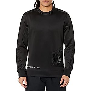 Karl Lagerfeld Paris Men's Scuba Stretchy Sportswear Pullover, Black, Large