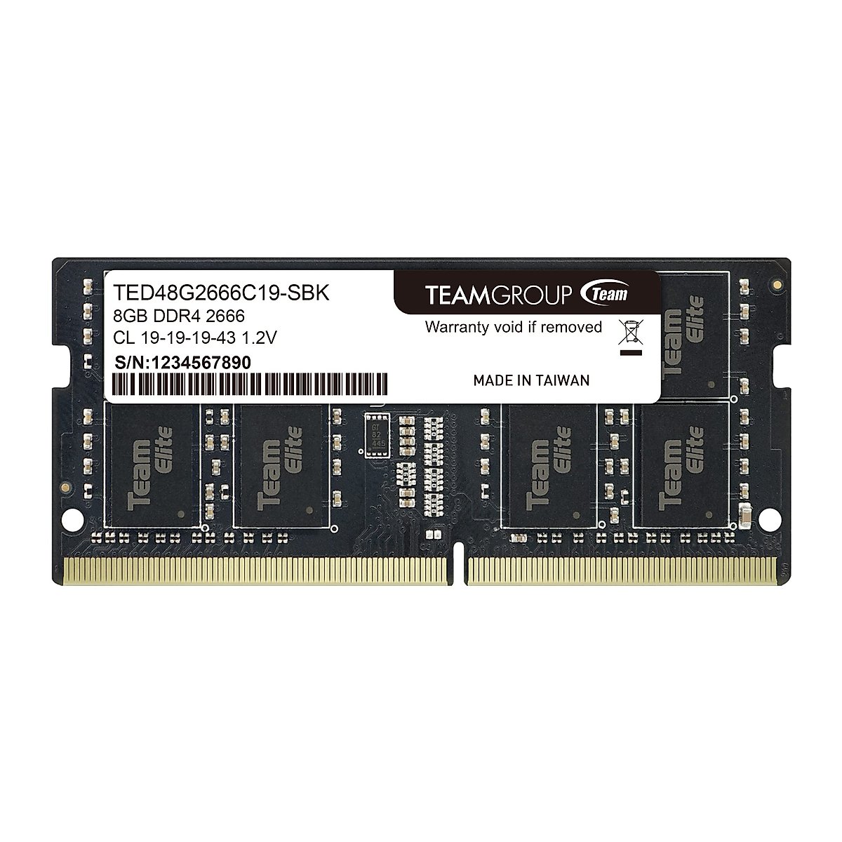 TEAMGROUP Elite DDR4 8GB Single 2666MHz PC4-21300 CL19 Unbuffered Non-ECC 1.2V SODIMM 260-Pin Laptop Notebook PC Computer Memory Module Ram Upgrade - TED48G2666C19-S01