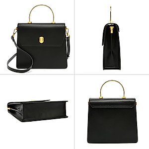 Scarleton Gold Top Handle Satchel Purses for Women, Handbags for Women, Crossbody Bags for Women, Shoulder Bag Purse Medium, H208401L - Black