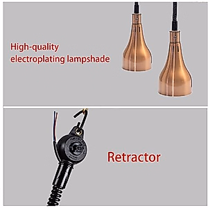 Food Heating Lamp Food Warming Lamp Heat Lamp for Food, Food Warmer Lamp Hanging Telescopic Heating Lamps for Buffet Kitchen Restaurant Adjustable Height,