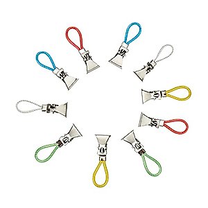 Woogim Metal Hanging Towels Clip, Metal Kitchen Towels Clips with Hanging Loop Cloth Hook Clip Hangers for Home Kitchen Bathroom Cupboards Hanging Towels, 10 Pack