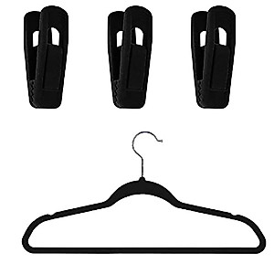 Velvet Hangers Clips Heyous 20pcs Pants Hangers Velvet Clips Black Non-Slip Velvet Hangers Clips for Velvet Flocked Trouser Coat Clothes Clip