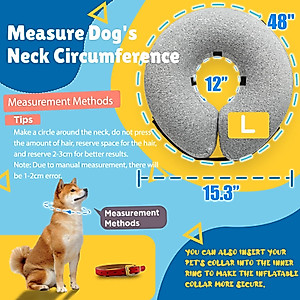 Big Hippo Inflatable Dog Collar, Soft Cone Collar for Dogs After Surgery, Dog Cone Collar for Small/Medium/Large Dogs and Cats - Gray, Large