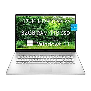 HP 2023 Newest Laptops for College Student & Business, 17.3 inch HD+ Computer, Intel Core i3-1125G4, 32GB RAM, 1TB SSD, Webcam, Wi-Fi, Fast Charge, HDMI, Bluetooth, Windows 11, LIONEYE HDMI Cable
