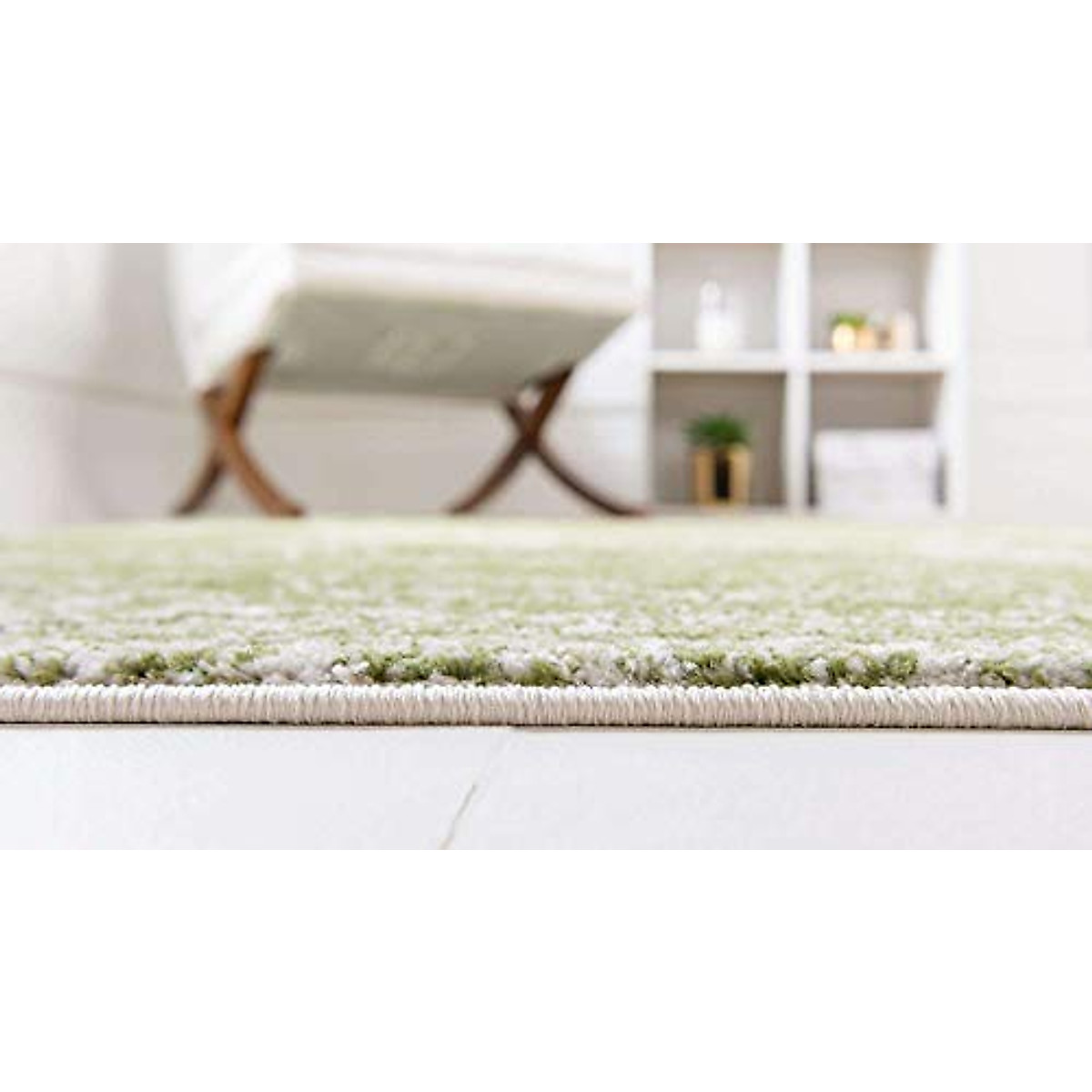 Unique Loom Bromley Collection Area Rug - Wells (3' Round, Green/ Ivory)