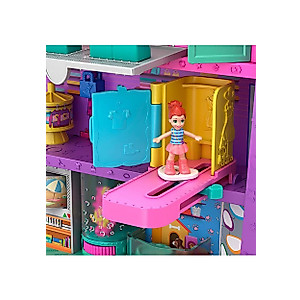 Polly Pocket Mega Mall with 6 Floors, Elevator, Vehicle, Parking Garage, Micro Polly & Lila Dolls, Dog & Storytelling Play Pieces; for Ages 4 and Up